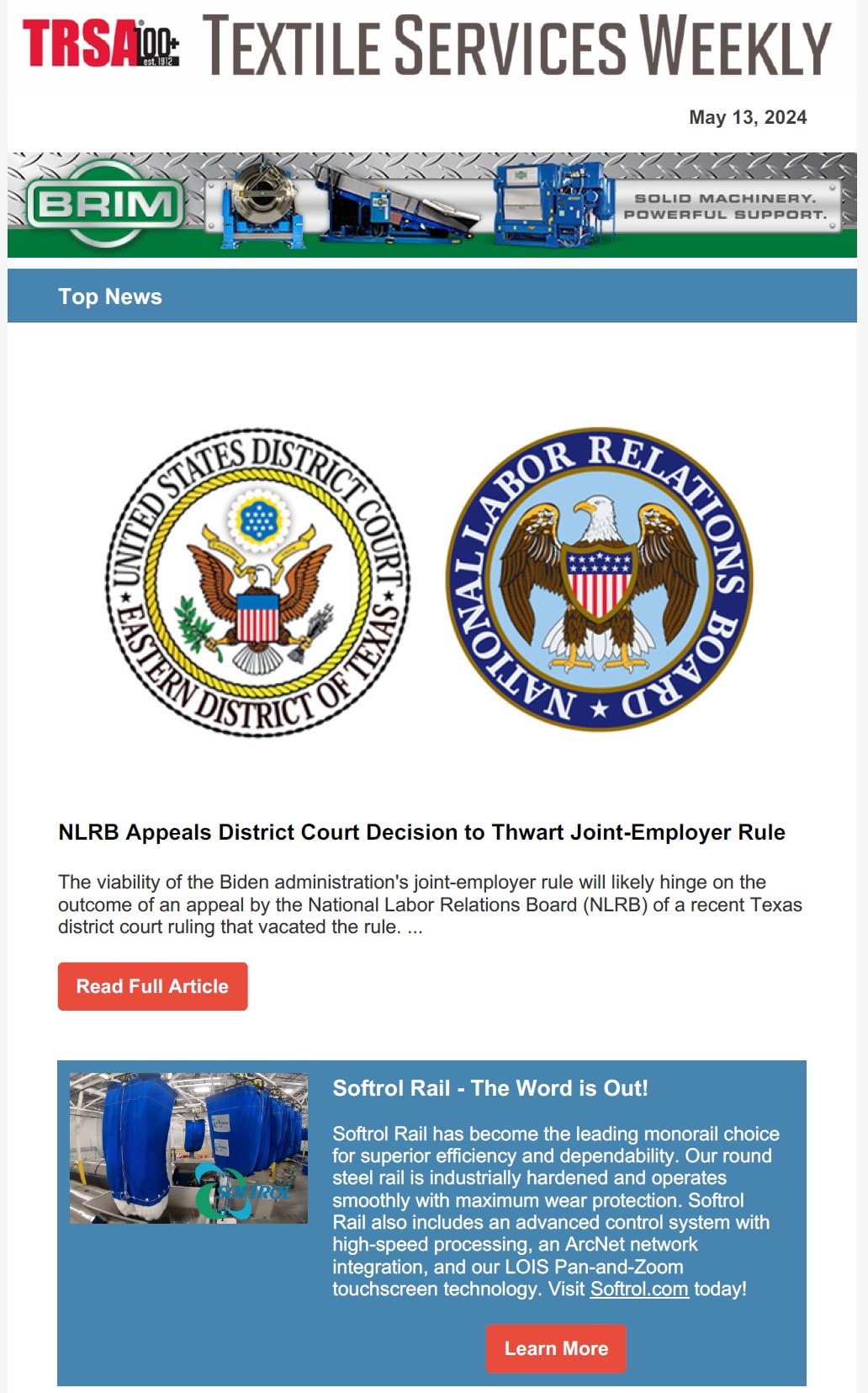 Textile Services Newsletter - Textile Rental Services Association